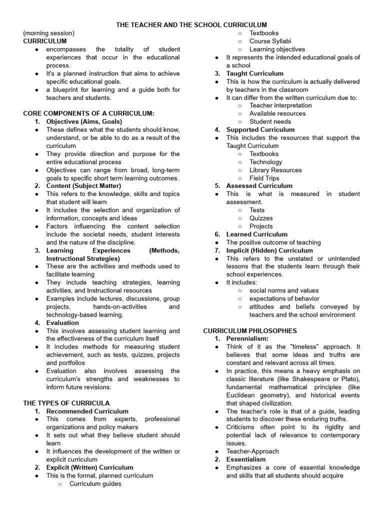 Understanding School Curriculum Essentials | PDF | Curriculum ...