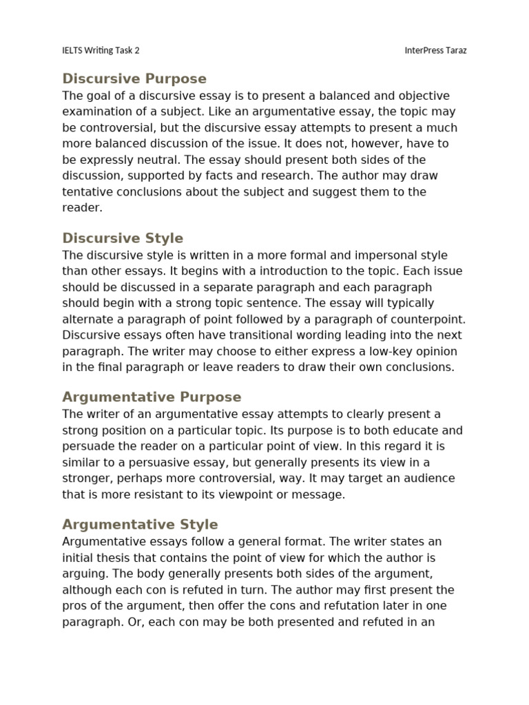 Task 2 Discursive - Argumentative | PDF