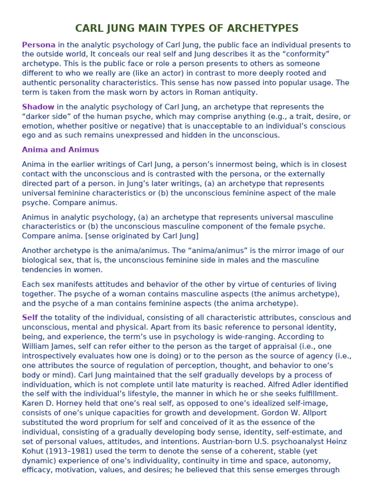 Jung's Four Main Archetypes Explained | PDF | Analytical Psychology ...