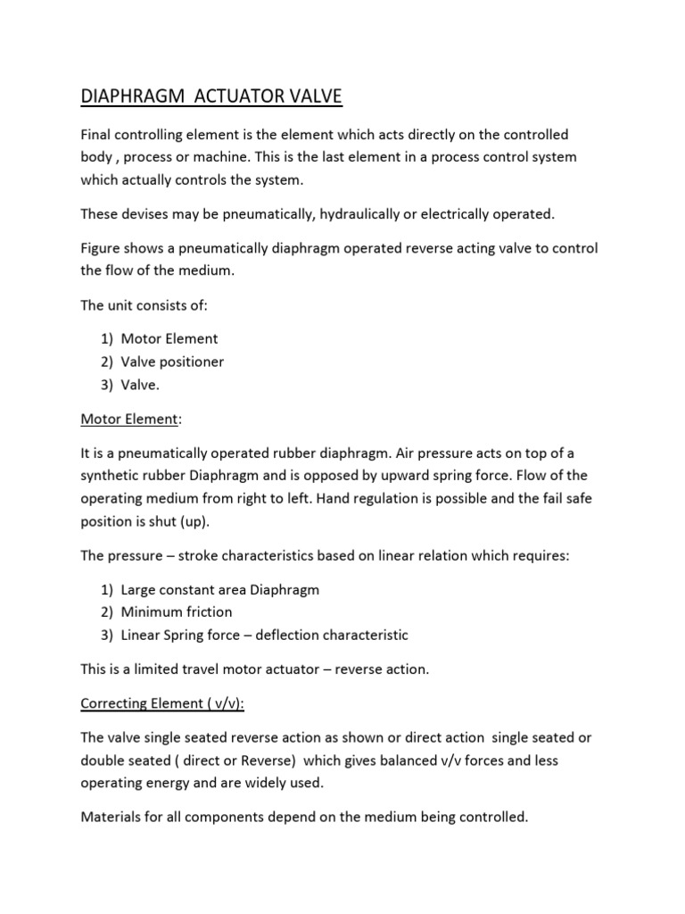 Diaphragm Actuator Valve Overview | PDF