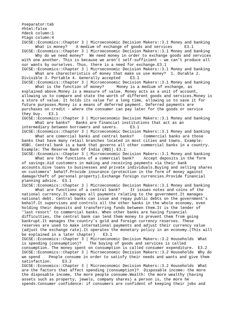 IGCSE - Economics - Chapter 3 - Microeconomic Decision Makers | PDF ...