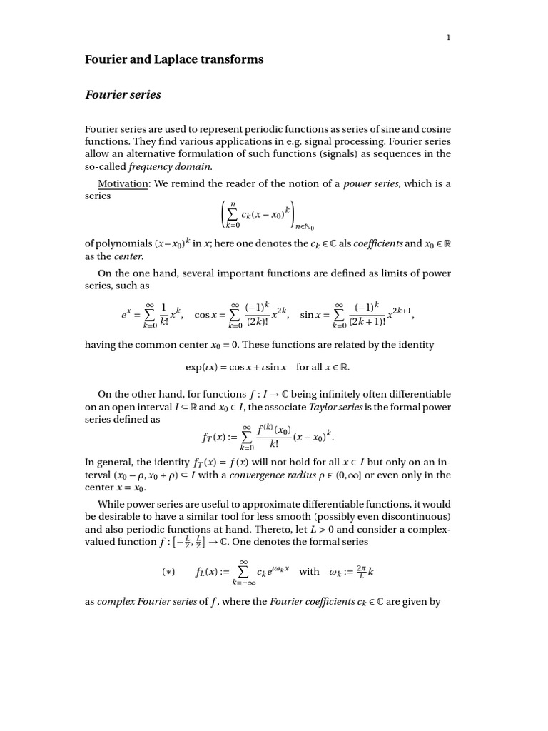 0 Fourier and Laplace Transforms | PDF | Fourier Series | Fourier Transform