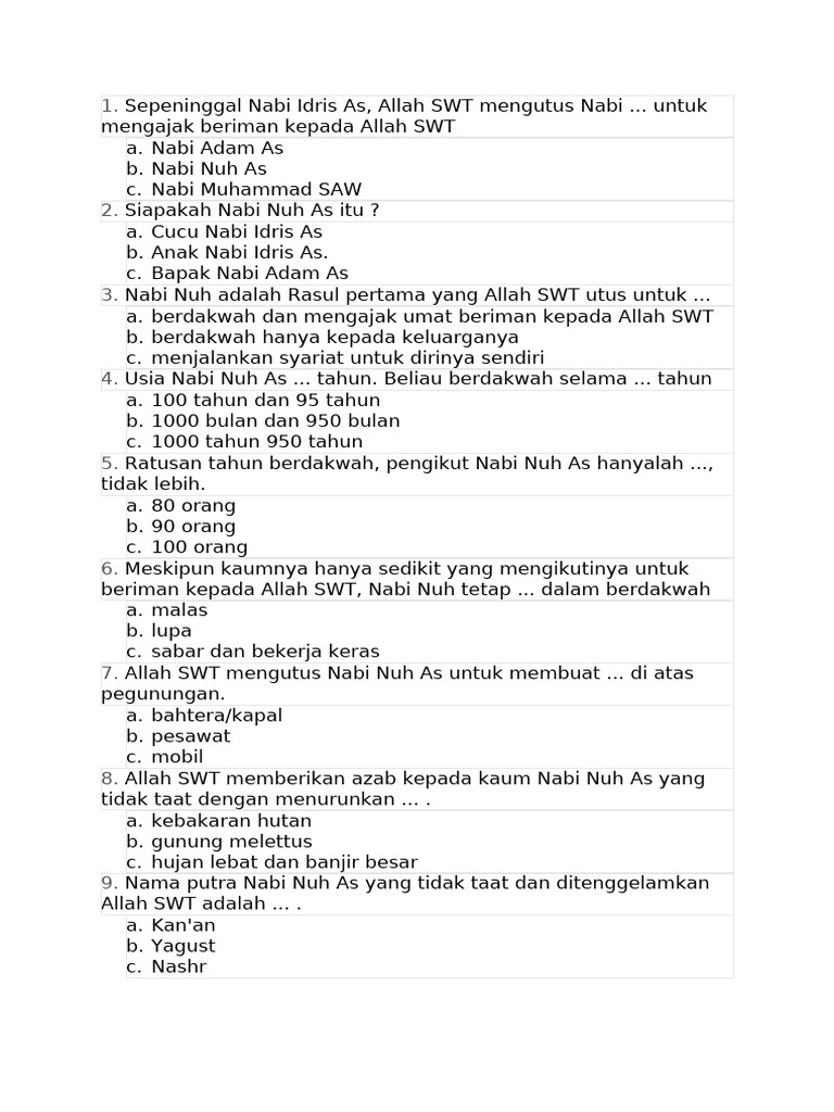 PAI Kisah Dan Keteladanan Nabi Nuh | PDF