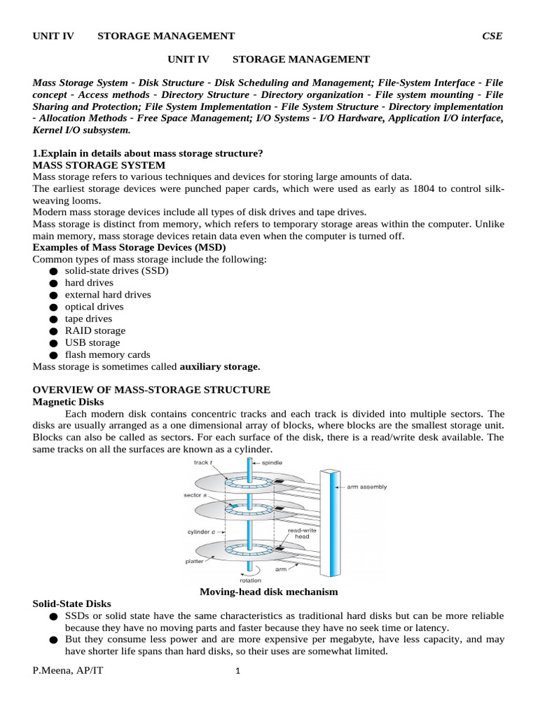 Unit IV Storage Management 1 | PDF | Computer Data Storage | Computer File