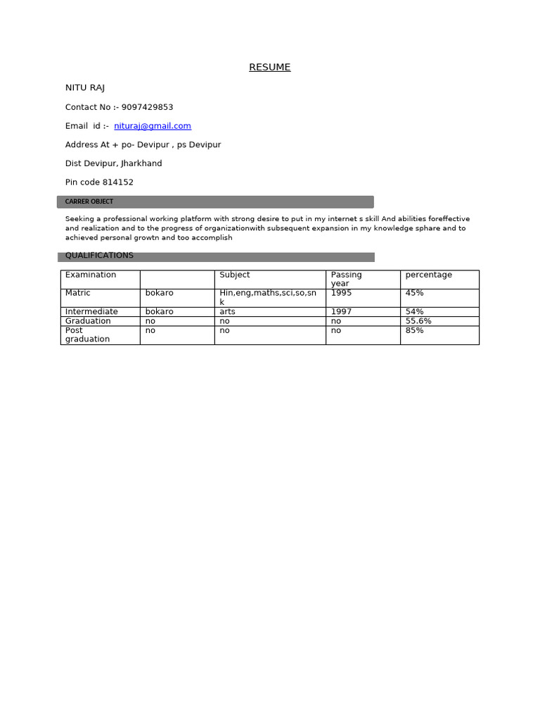 Resume Mummy | PDF