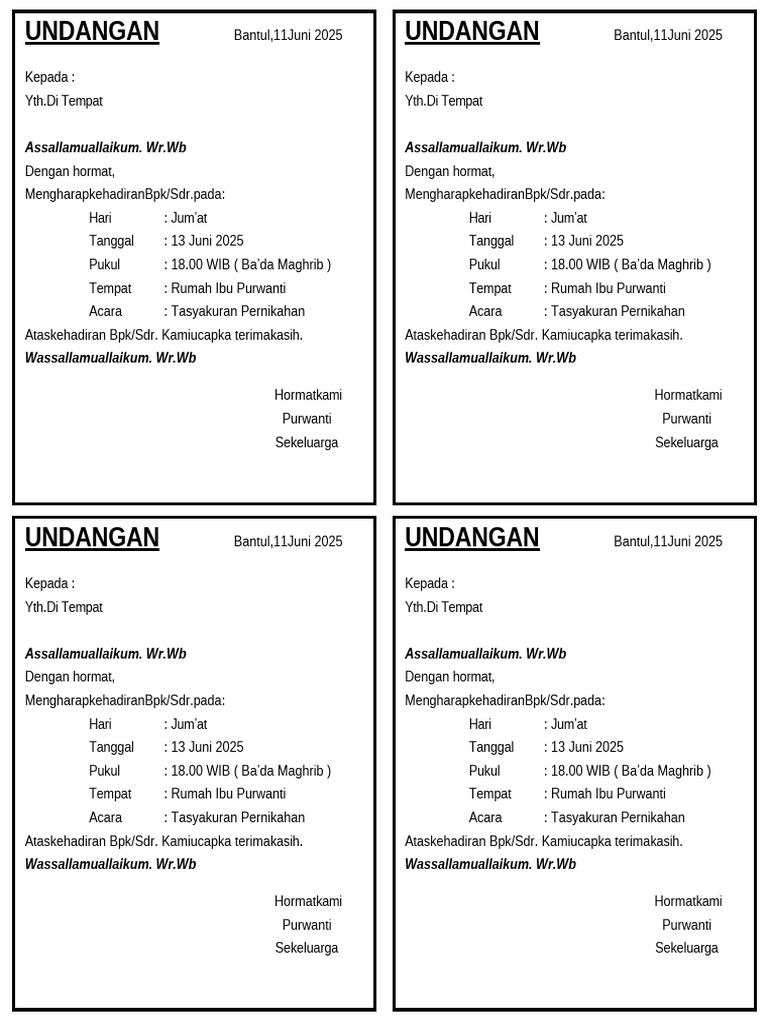 Undangan Kenduri | PDF