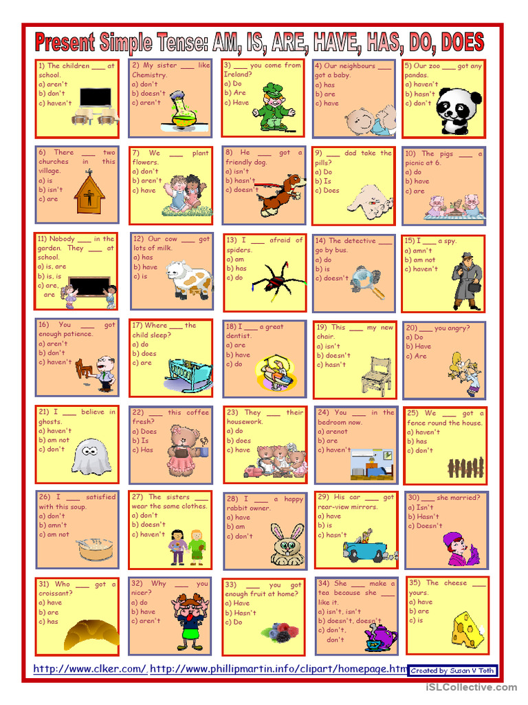 Present Simple Tense - AM, Is, ARE, HAVE, HAS, DO, DOES (And Their ...