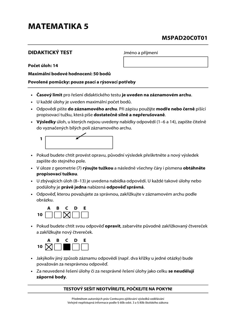 M5A 2020 Vzorove Reseni | PDF