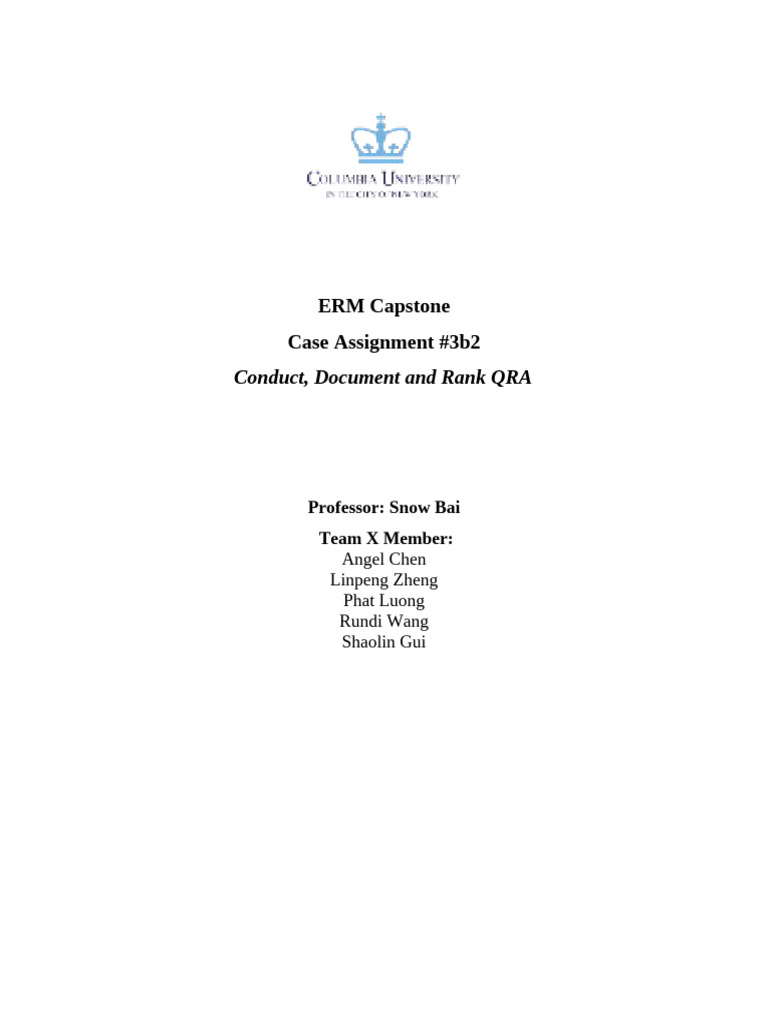 Case Assignment #3b2 - Conduct, Document and Rank QRA | PDF | Risk ...