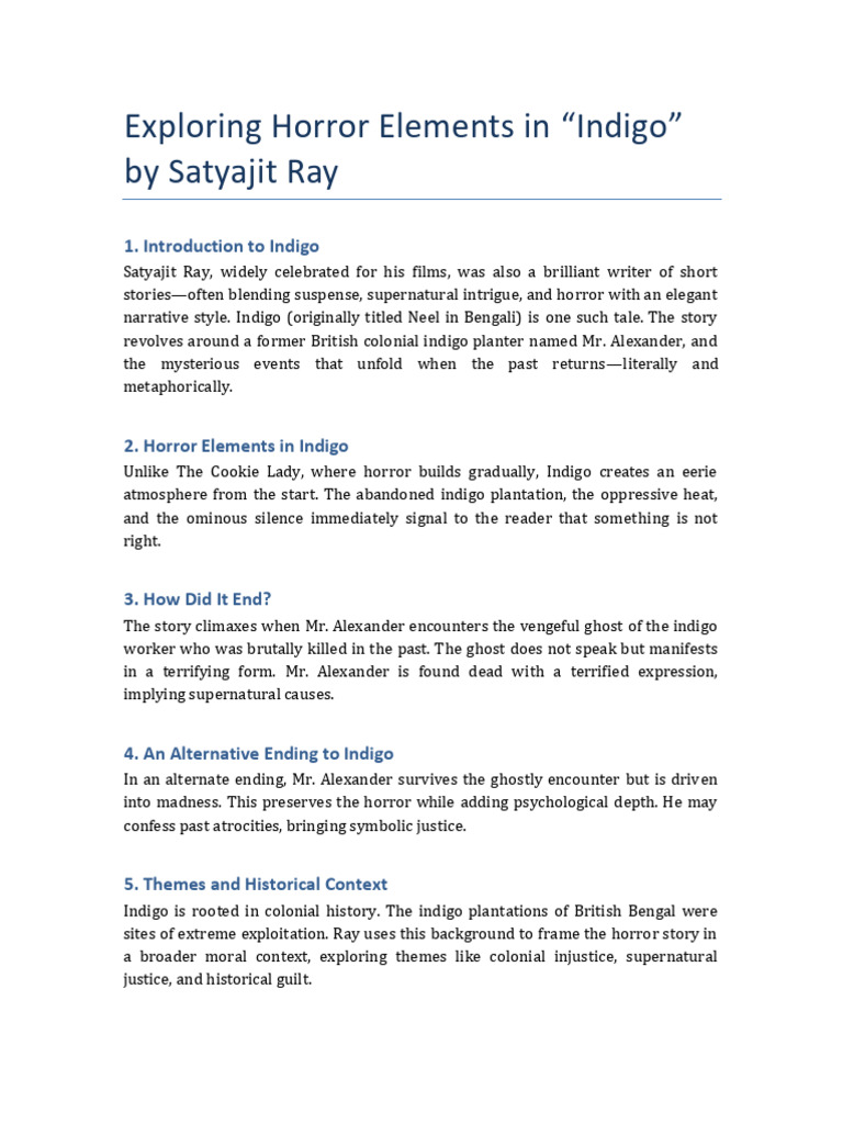 Indigo Horror Essay Project | PDF | Horror Fiction | Ghosts