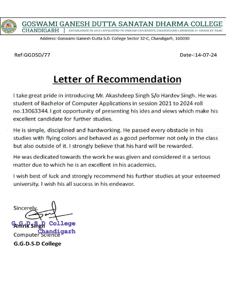 Recommendation LTR | PDF