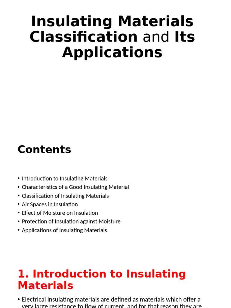 Insulating Materials Classification | PDF | Insulator (Electricity ...