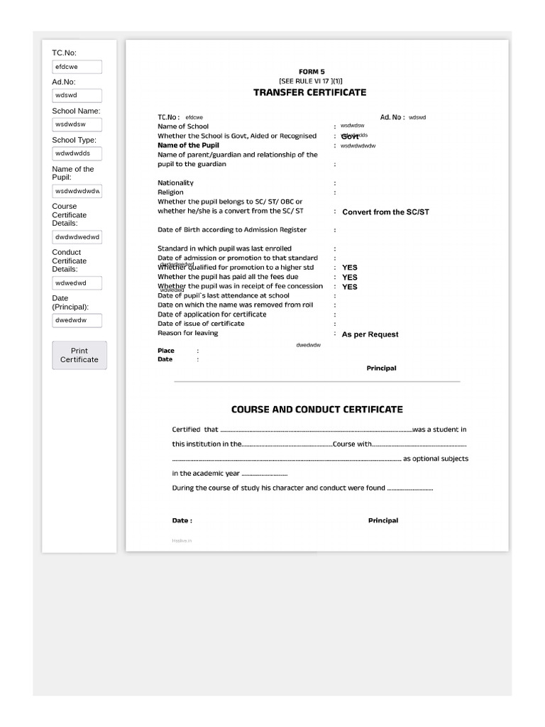 TC Form With Canvas | PDF
