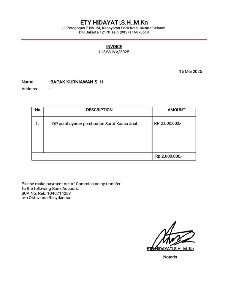 Invoice Pak Kurniawan | PDF