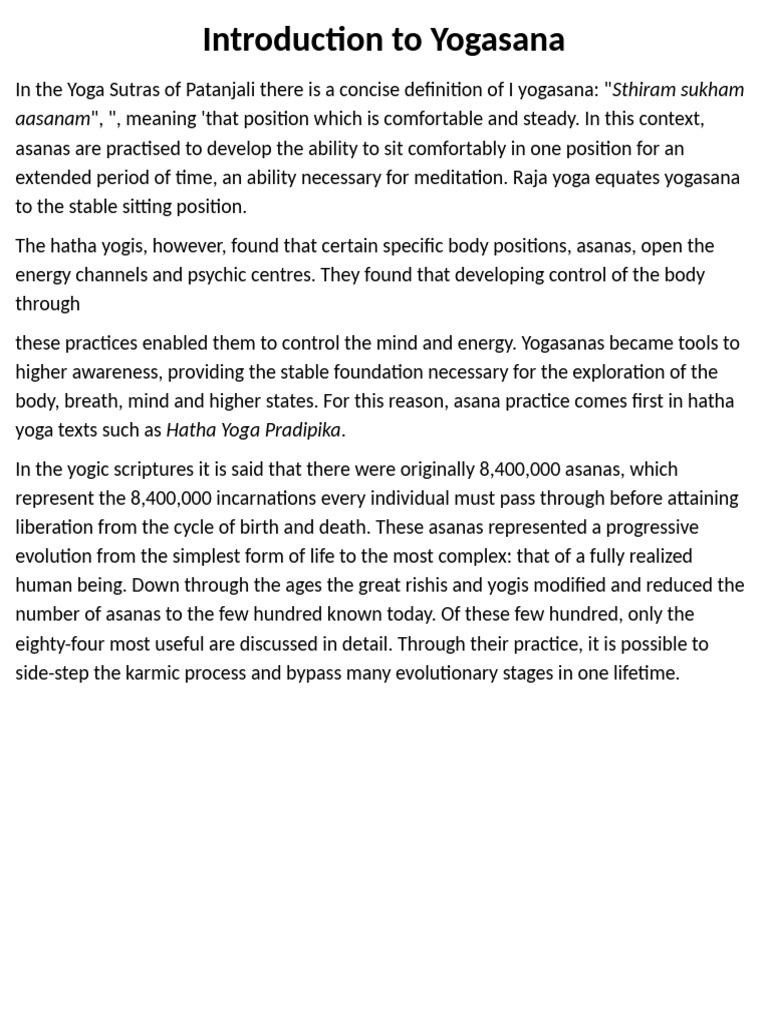 Introduction To Yogasana | PDF | Asana | Hypertension