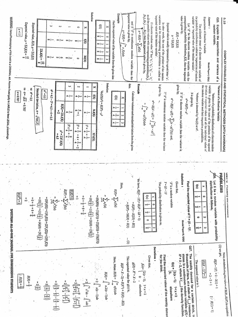 Maths4 (3 Unit | PDF | Variance | Expected Value