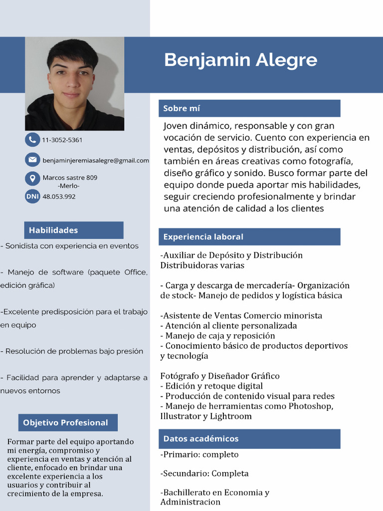 Curriculum Benjamin Alegre | PDF