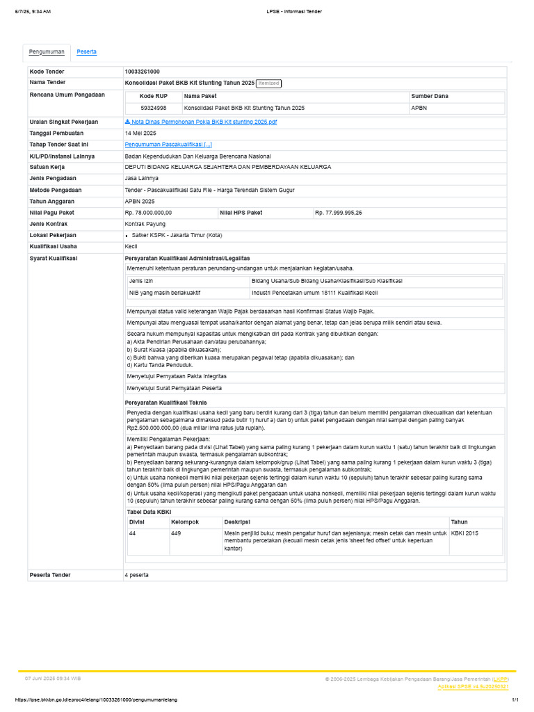 LPSE - Informasi Tender | PDF