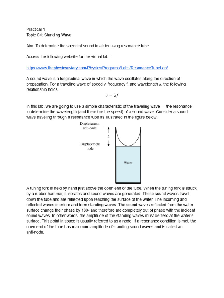 Virtual Lab Standing Wave | PDF