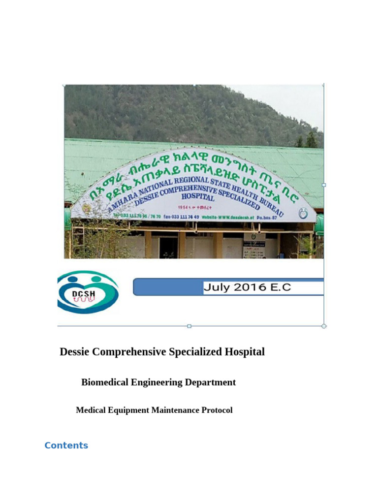 A Medical Equipment Maintenance Protocol Guideline Is Essential | PDF ...