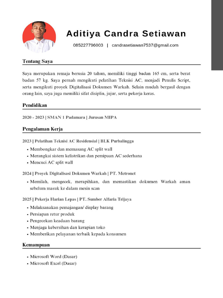 Berkas Lamaran Aditiya Candra Setiawan - Transfer - 2025-06-03 - 193641 | PDF