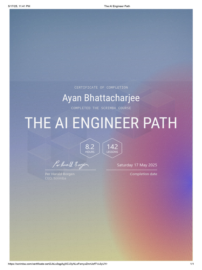 AI Engineer Path Completion Certificate | PDF