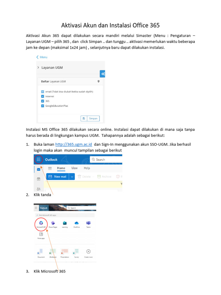 Aktivasi dan Instalasi Office 365 UGM | PDF