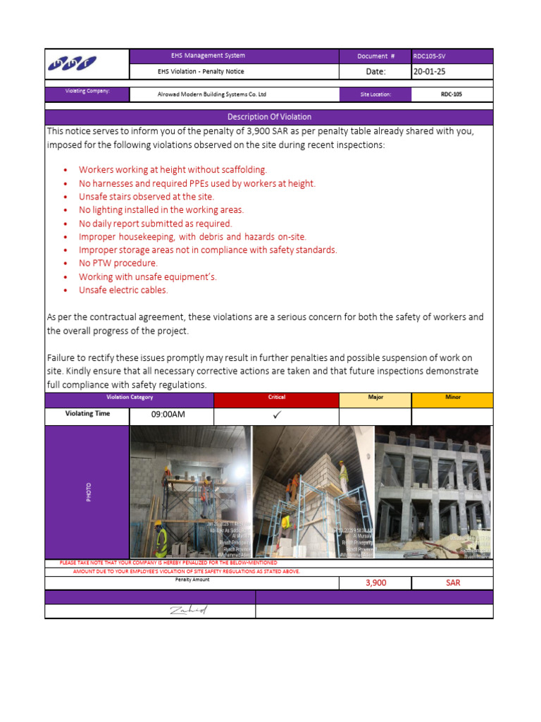 HSE Violation Penalty Notice | PDF