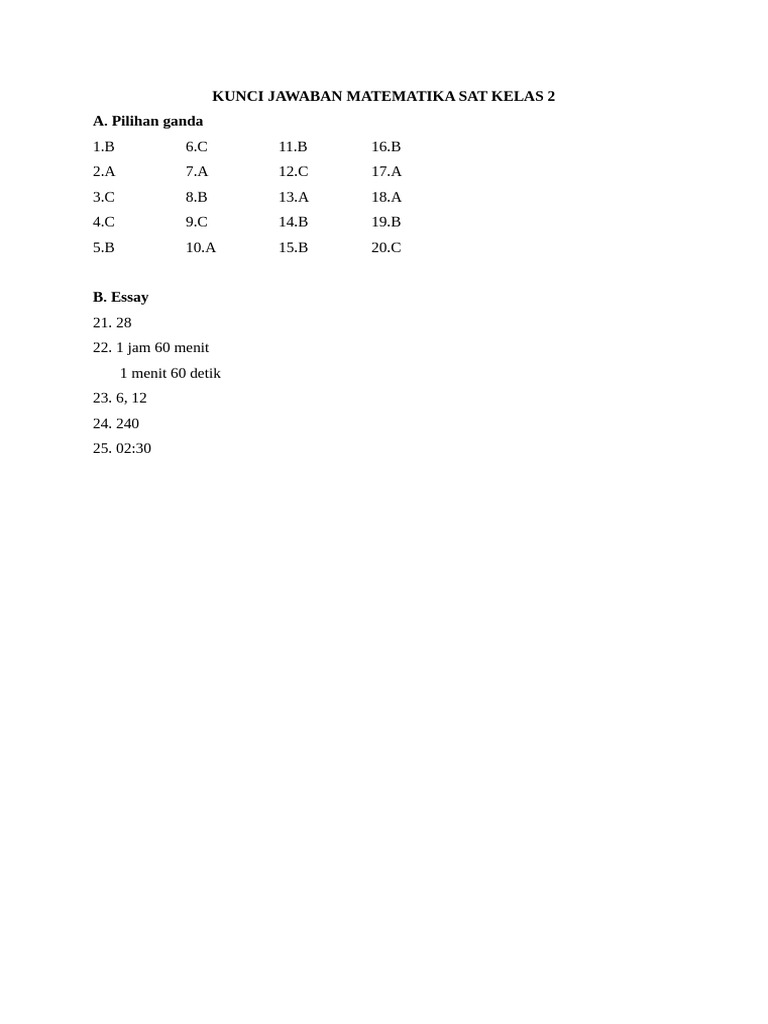 Kunci Jawaban Sat Kelas 2 SMT 2 | PDF