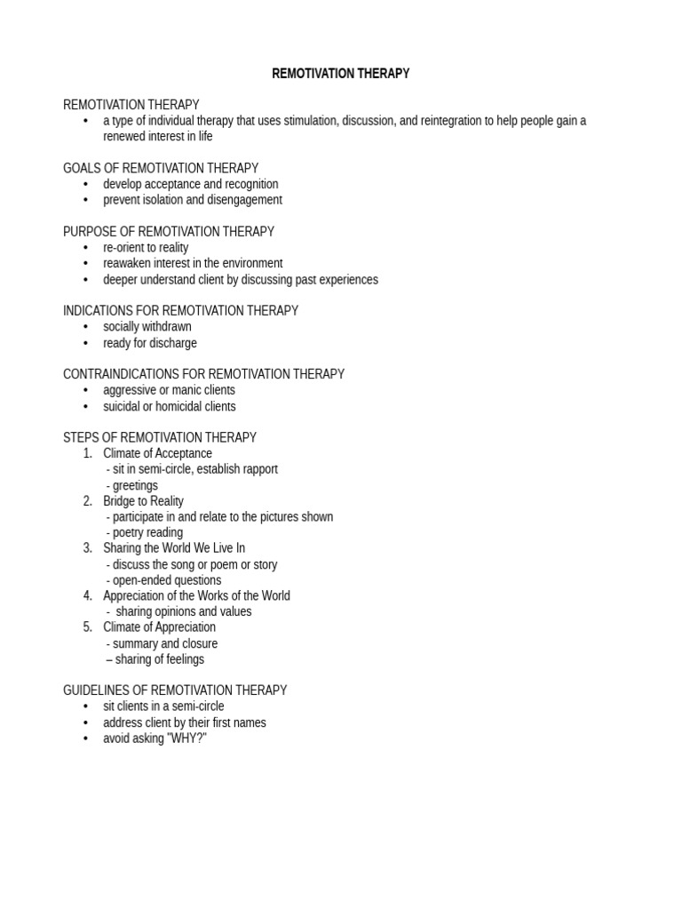 Rle Remotivation Therapy Notes | PDF