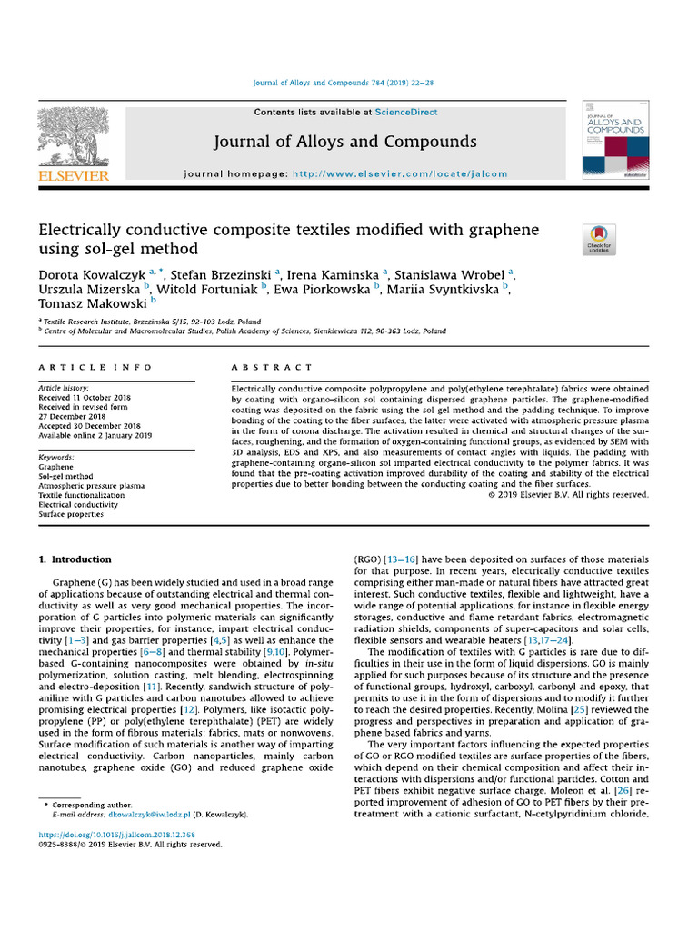 Electrically Conductive Composite Textiles Modified With Graphene | PDF