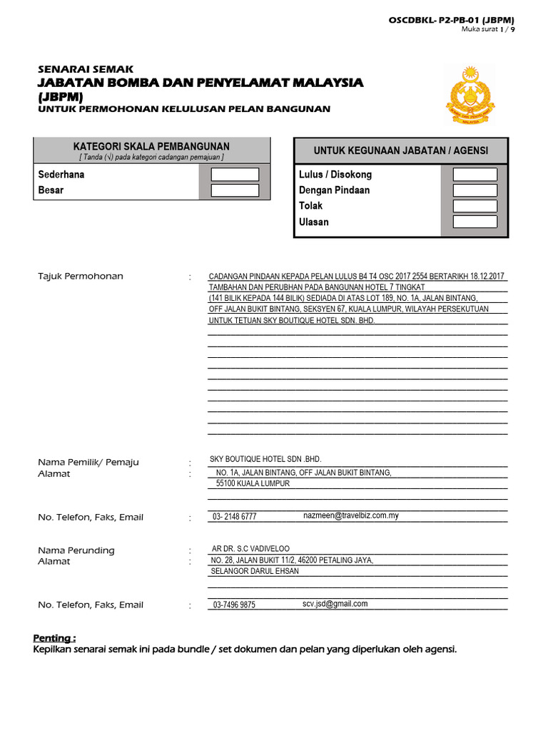 Borang BOMBA-KL | PDF