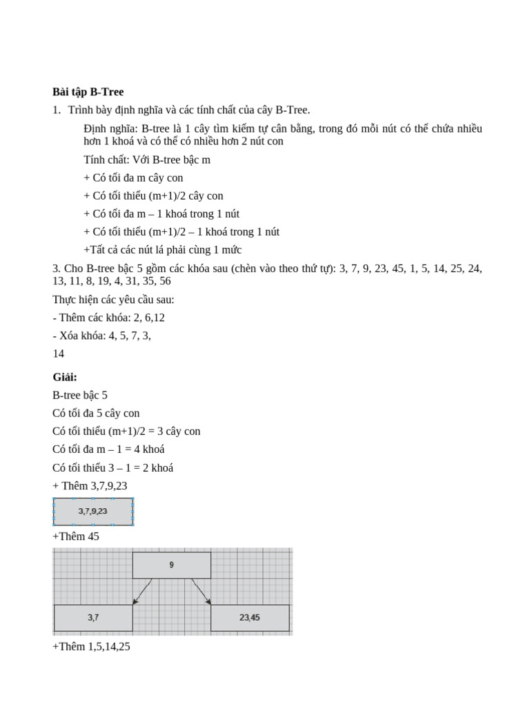 BÀI TẬP B-TREE | PDF