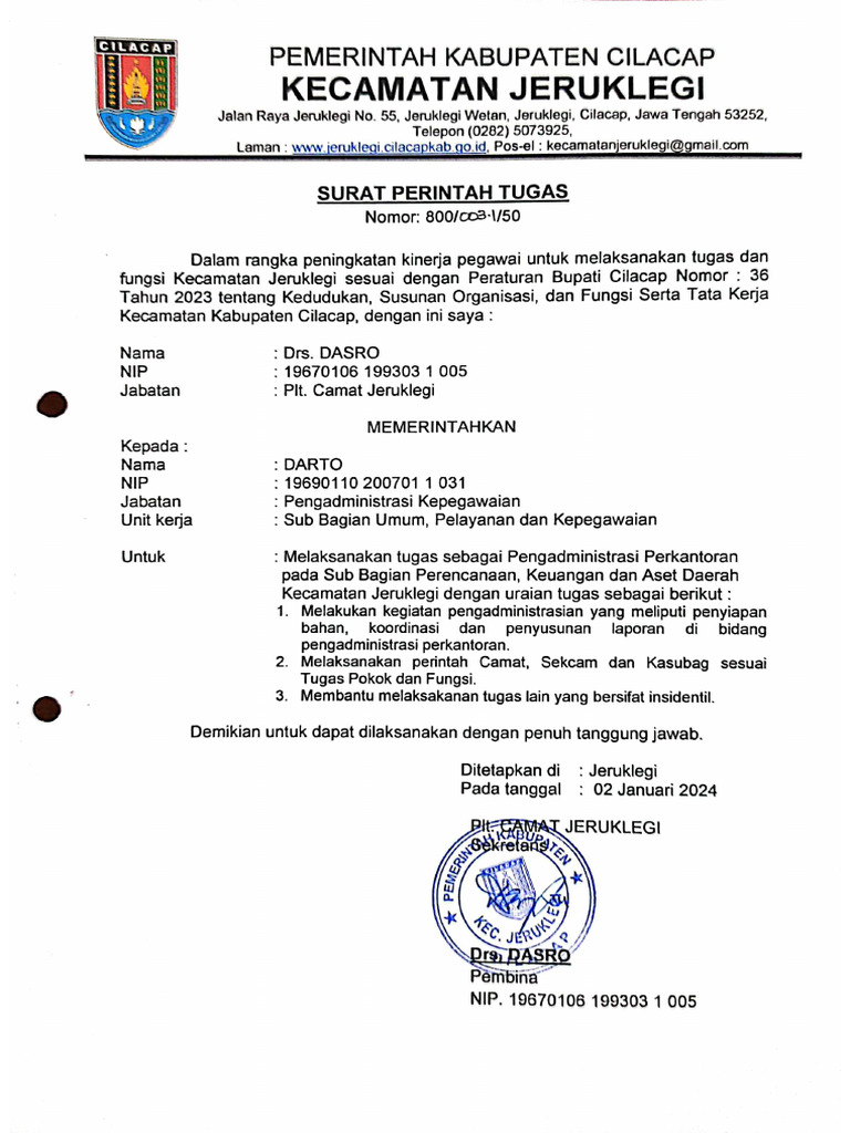 Surat Tugas P Darto | PDF
