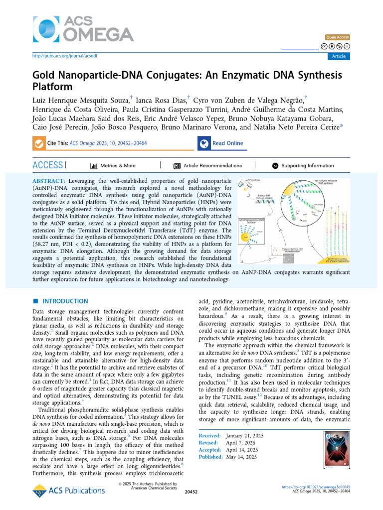 Gold Nanoparticle-DNA Conjugates An Enzymatic DNA | PDF | Dna ...