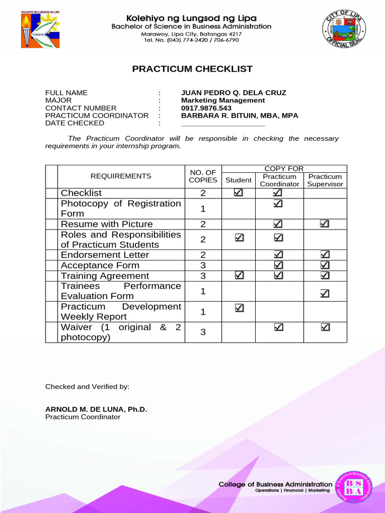CBA Intership Requirements 2025 | PDF