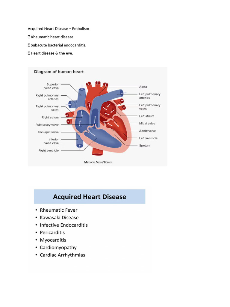 Acquired Heart Disease Notes SD | PDF | Heart | Stroke