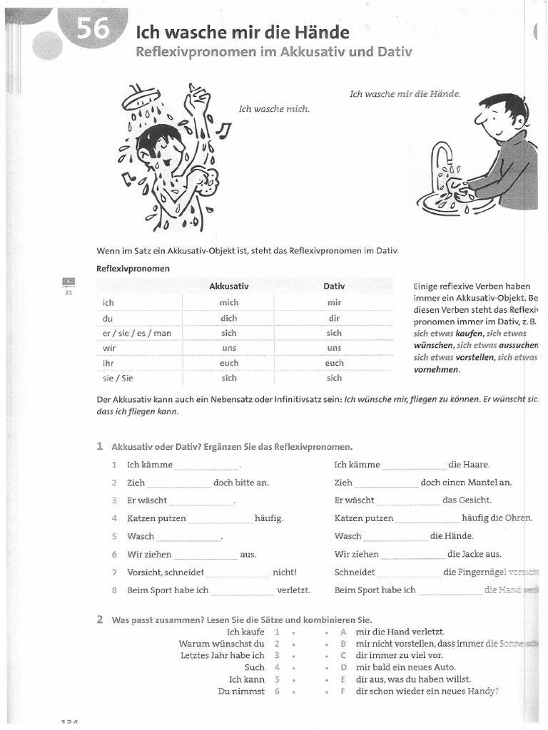 Verben Mit Reflexivpronomen Im Akkusativ Und Dativ Und Trennbare Verben ...