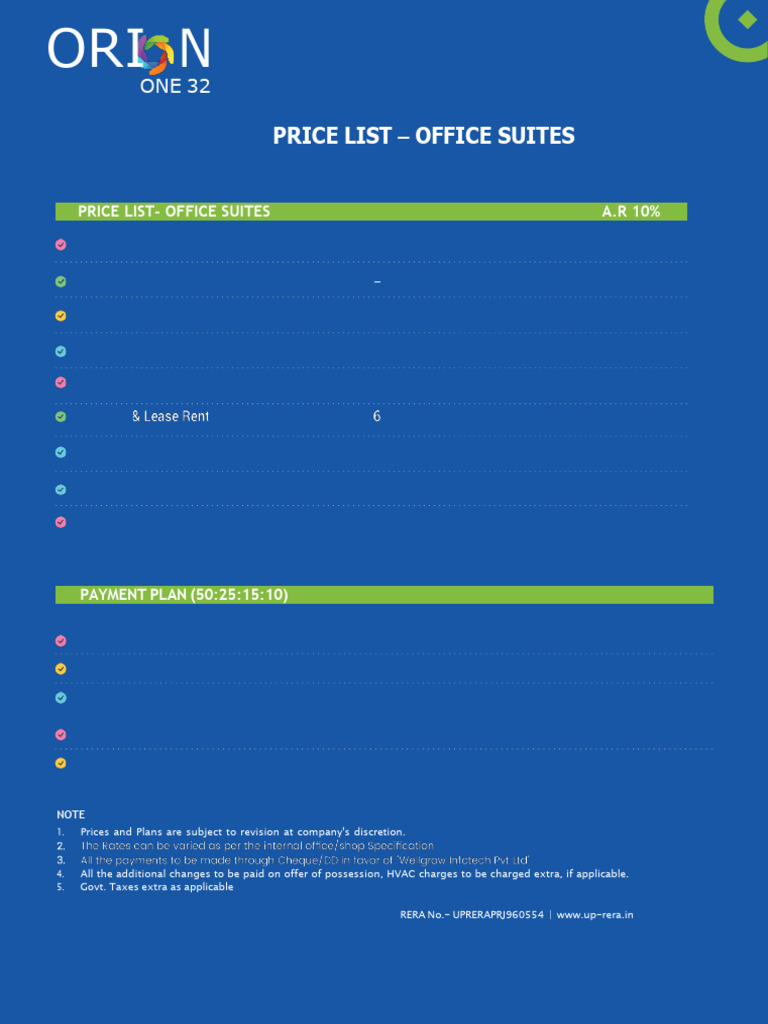 Office Suites Price List & Payment Plan | PDF