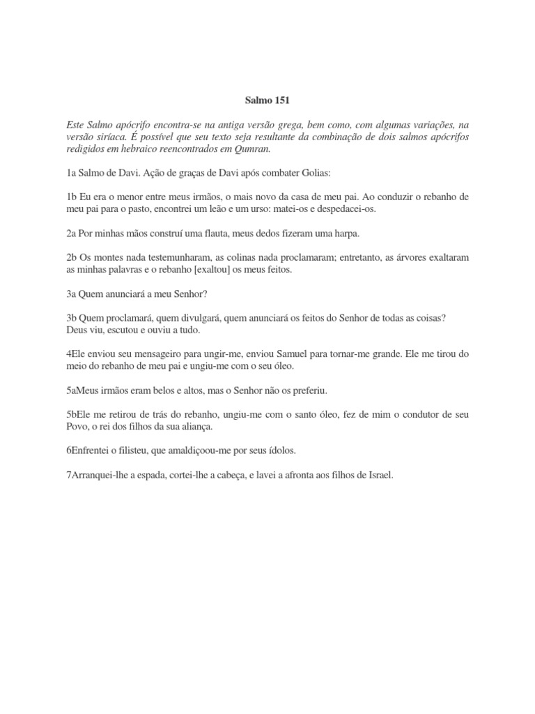 Apocrifo Salmo 151 | PDF