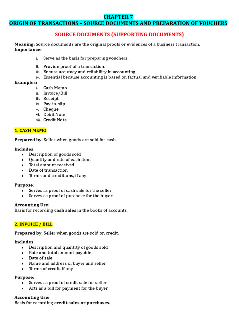 Source Documents and Preparation of Vouchers | PDF | Payments | Cheque