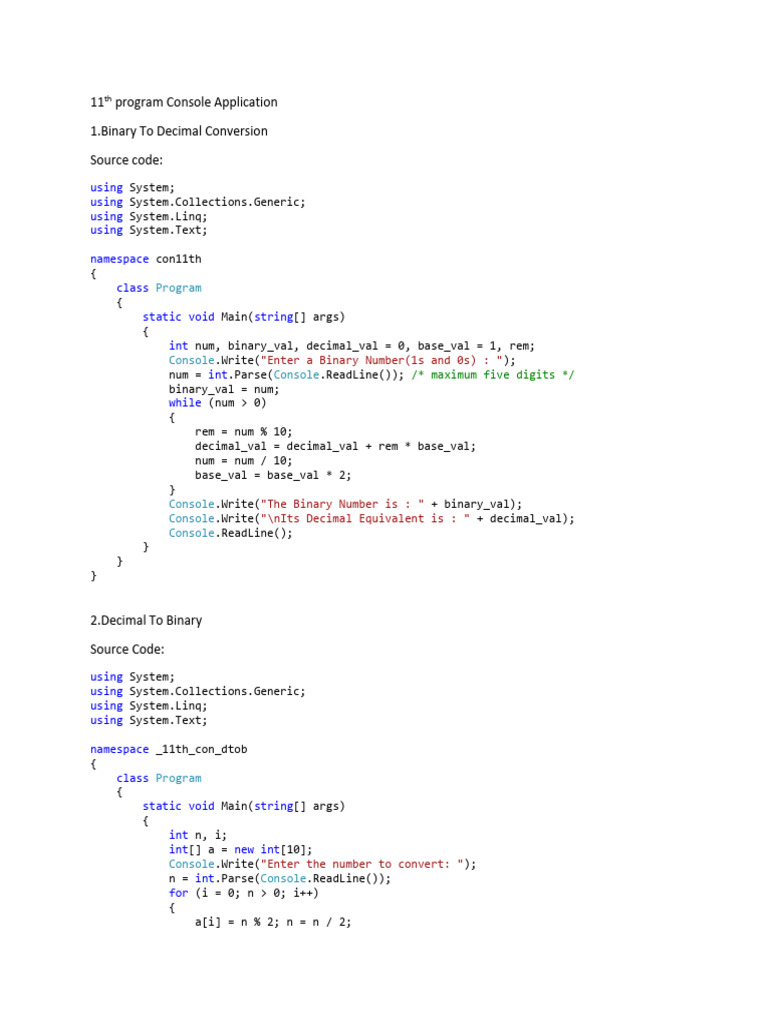 11th and 12th Program Console Application | PDF | Integer (Computer Science) | Computer Engineering