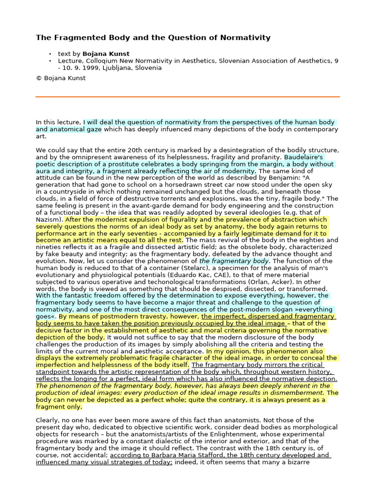 The Fragmented Body and The Question of Normativity | PDF | Anatomy ...