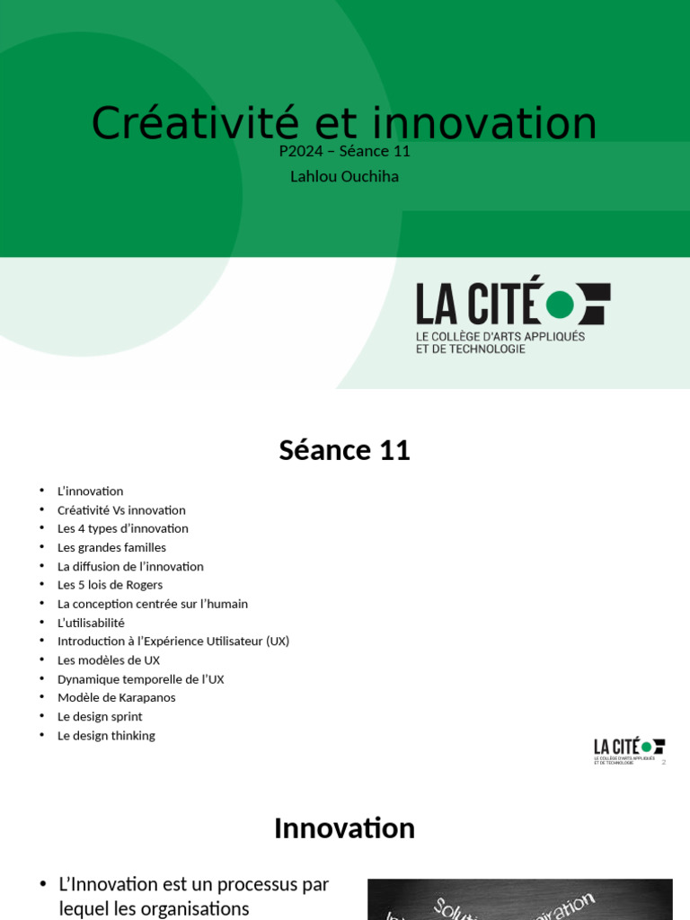 Comprendre l'Innovation et l'UX | PDF | Expérience utilisateur | Innovation