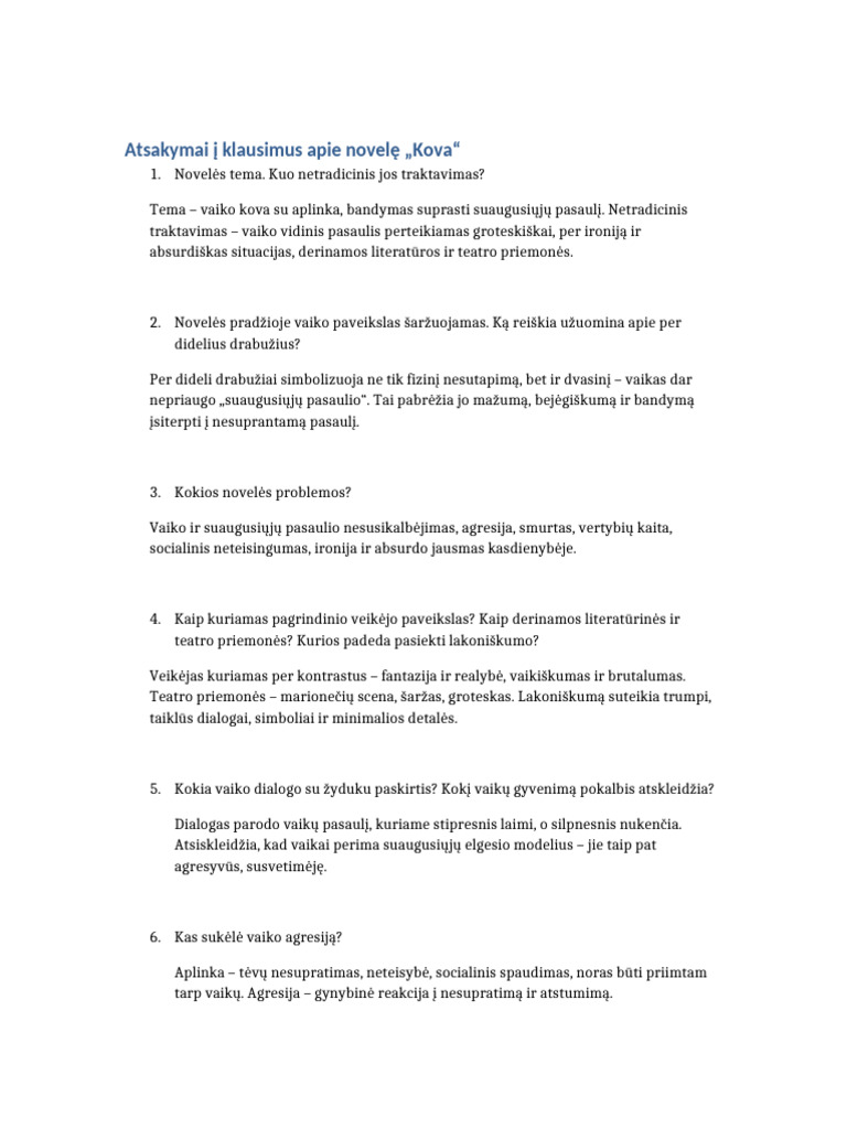 Atsakymai Kova | PDF