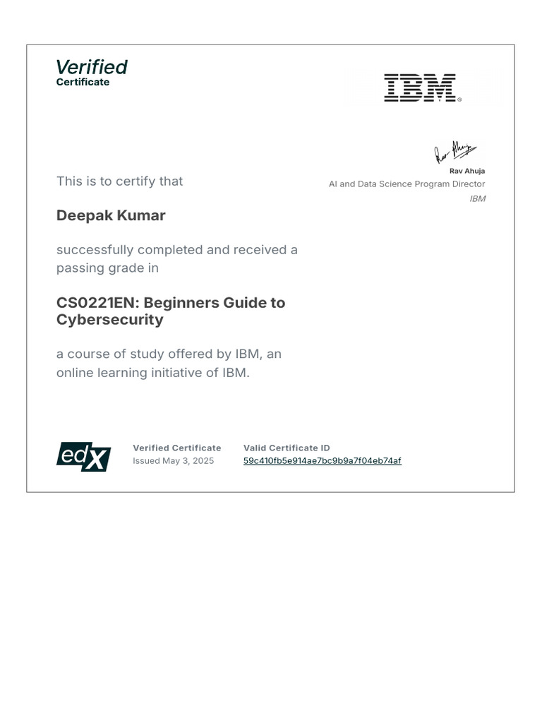 IBM CS0221EN Certificate - EdX | PDF