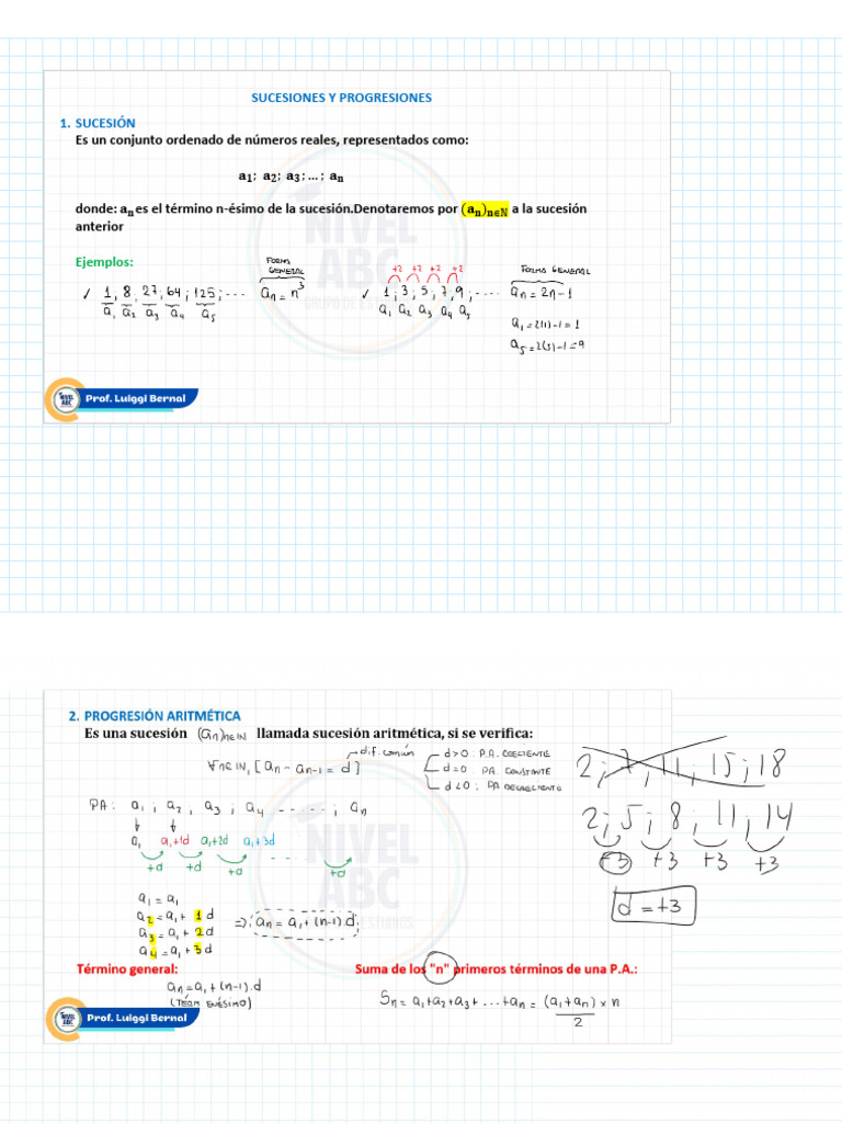 Clase Progresiones y Sumatorias UP 2025.0 (Clase) | PDF