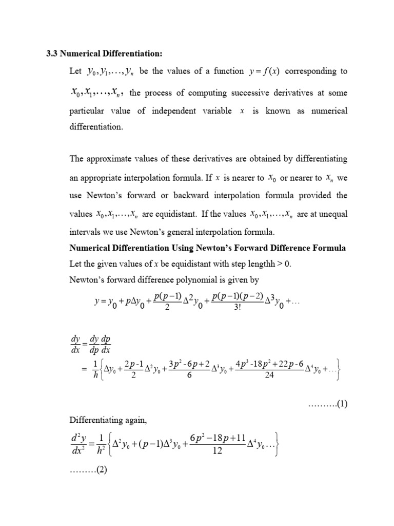 Numerical Differentiation | PDF | Finite Difference | Derivative