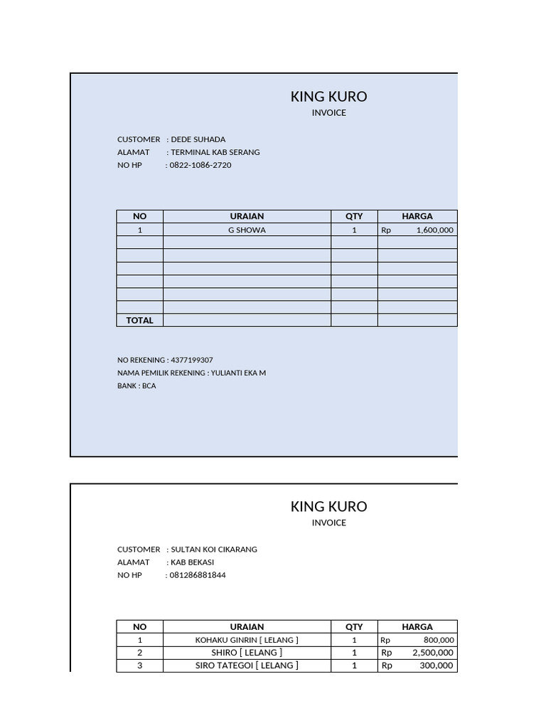 King Invoice | PDF