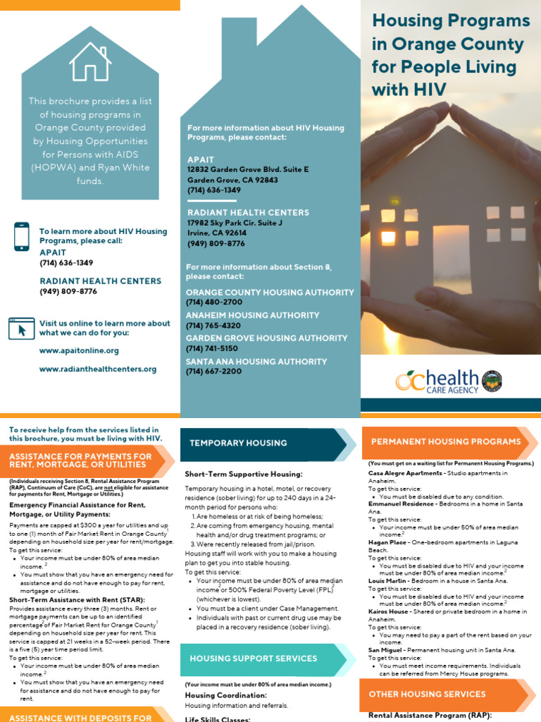HIV Housing Brochure 2023-12-06 | PDF | Orange County | Section 8 (Housing)